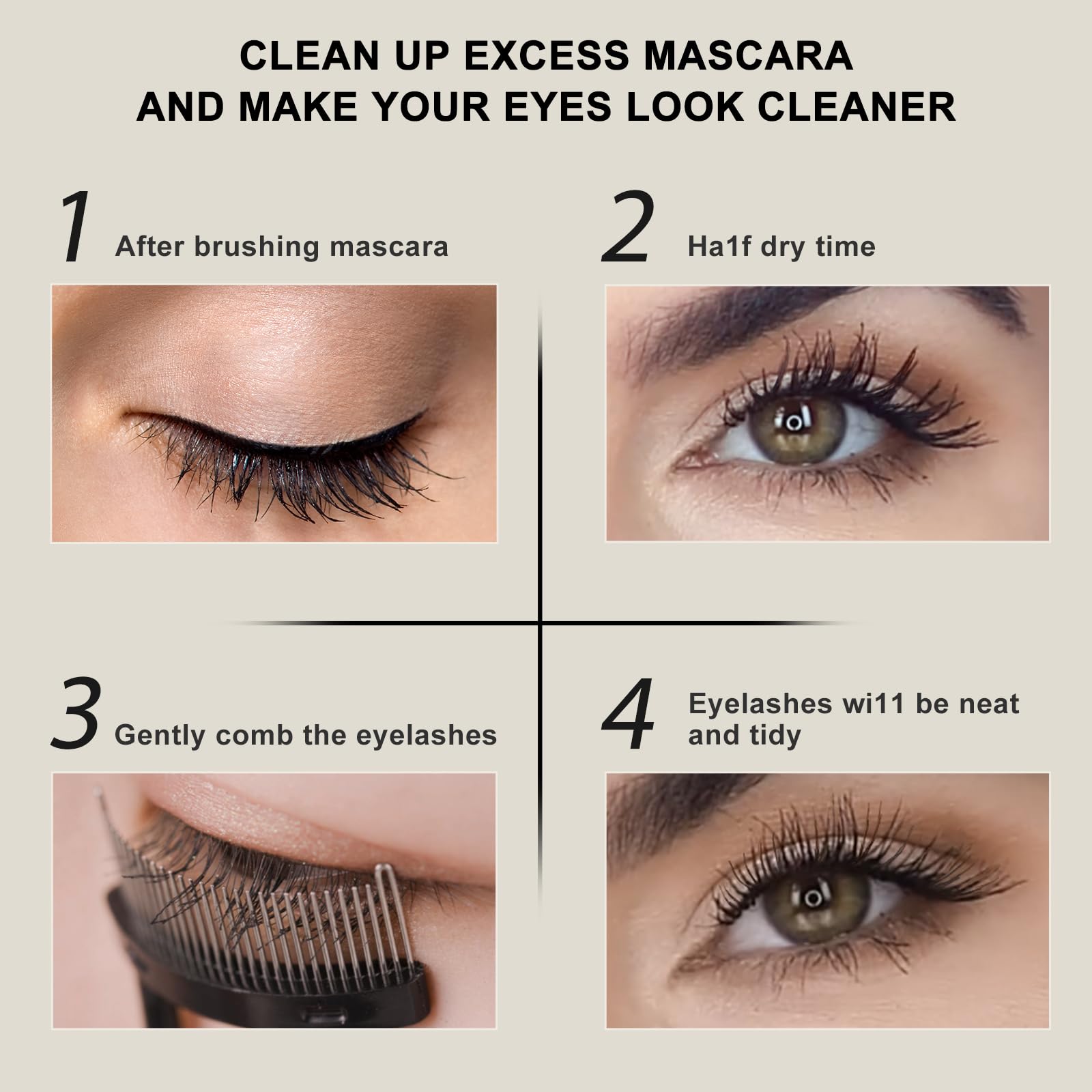 Docolor Eyelash Comb Eyelash Separator Tool Mascara Applicator Eyelash Brush Lash Separator Tool Comb Arc Designed Cosmetic Brushes Tool, with Comb Cover (Black)