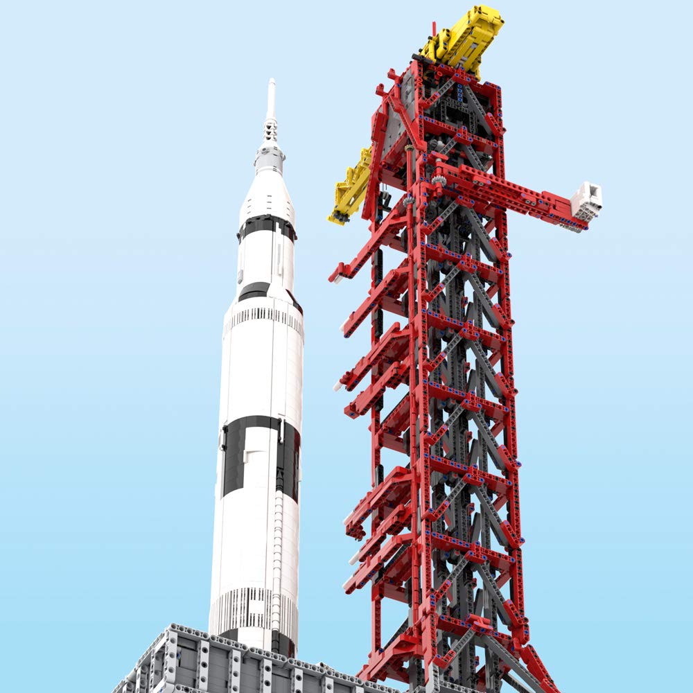 Building Boat Launch Tower Mk I for NASA Apollo Saturn V 21309/92176 Outer Space Model Rocket Building Kit, Large Base Building Toy for Kids and Adults (7702 Pieces) with PF Motors(Not Include Rocket)