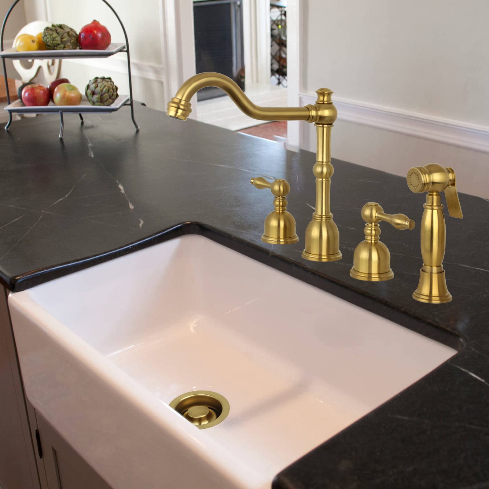 Akicon Kitchen Sink Brass Gold Finish Garbage Disposal Flange Stopper, One Size Disposal Rim, Fit 3-1/2 Inch Standard Sink Drain Hole