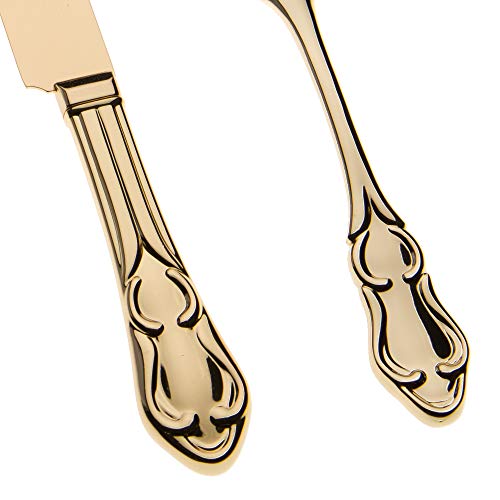 Ella Celebration Cake Knife & Server Set, Wedding, Anniversary, Vintage Party Supplies Dessert Gift Set (Elegant Light Gold)