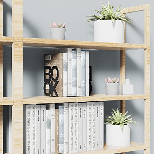 Book Ends - Decorative Metal Book Ends Supports for Bookrack Desk (Black Book Ends 4 Pack)