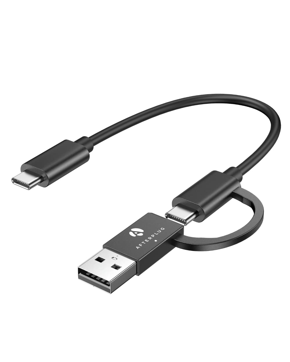 Afterplug 2-in-1 USB C to USB C/A Cable (1ft), USB3 10Gbps & 60W PD Charger Cord for iPhone 15 & 16 Series, MacBook, iPad, Samsung S24 S23 S22, Power Bank