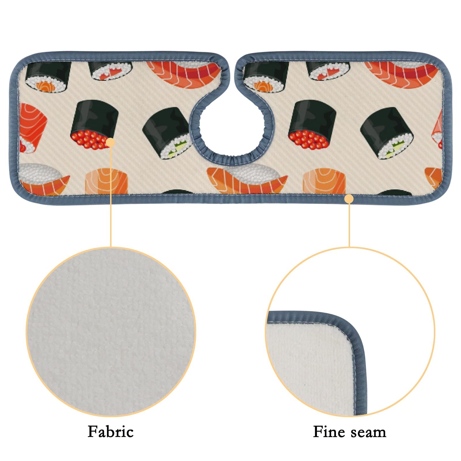 Absorbent Kitchen Faucet Mats 2 Pieces Sushi Delicious Print Faucet Sink Splash Guard Bathroom Counter and RV,Faucet Counter Sink Water Stains Preventer