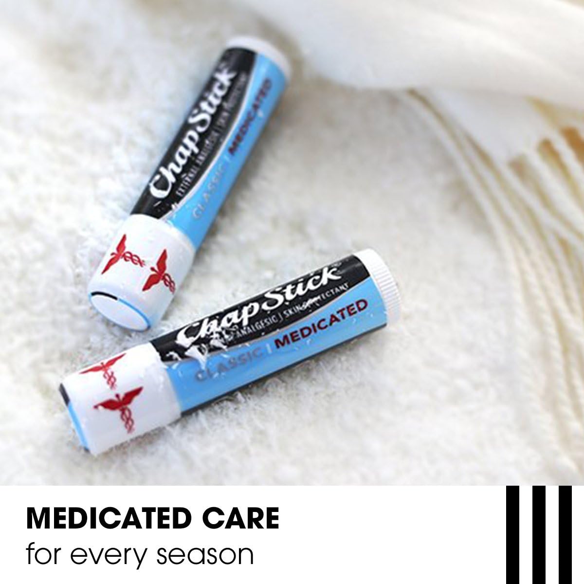 Chapstick Classic Medicated Lip Balm & Skin Protectant Tube, Relieves Chapped Lips, 0.15 Ounce Each (1 Blister Pack of 2 Sticks), 2 Count (Pack of 1)