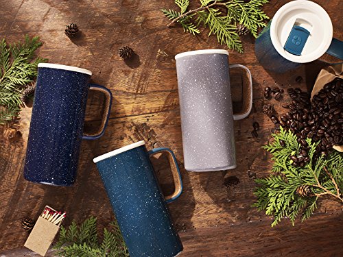Ello Campy Vacuum Insulated Travel Mug with Leak-Proof Slider Lid and Comfy Carry Handle, Perfect for Coffee or Tea, BPA Free, Georgia Peach, 18oz