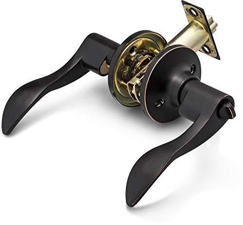 Berlin Modisch Entrance Lever Door Handle [Lock with Two Keys] for Office or Front Door with a Oil Rubbed Bronze Finish, Reversible for Right & Left Side, Entry Lever Classic Series