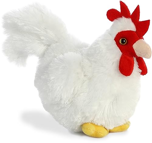AuroraŽ Adorable Mini Flopsie⢠Chicken Stuffed Animal - Playful Ease - Timeless Companions - White 8 Inches