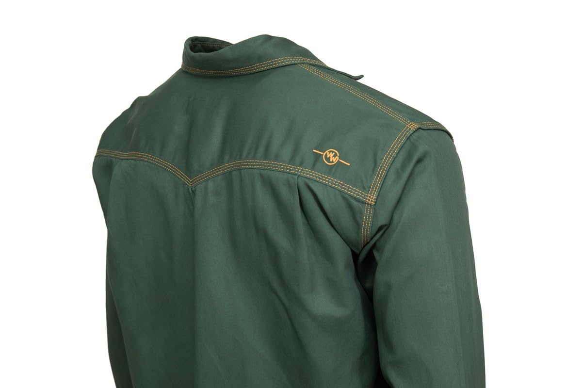 Western Welder Outfitting - Welding Shirt Western Style | Light Weight Tripled-Stitched Welding Shirts, Relaxed Fit (XL, Army Green)
