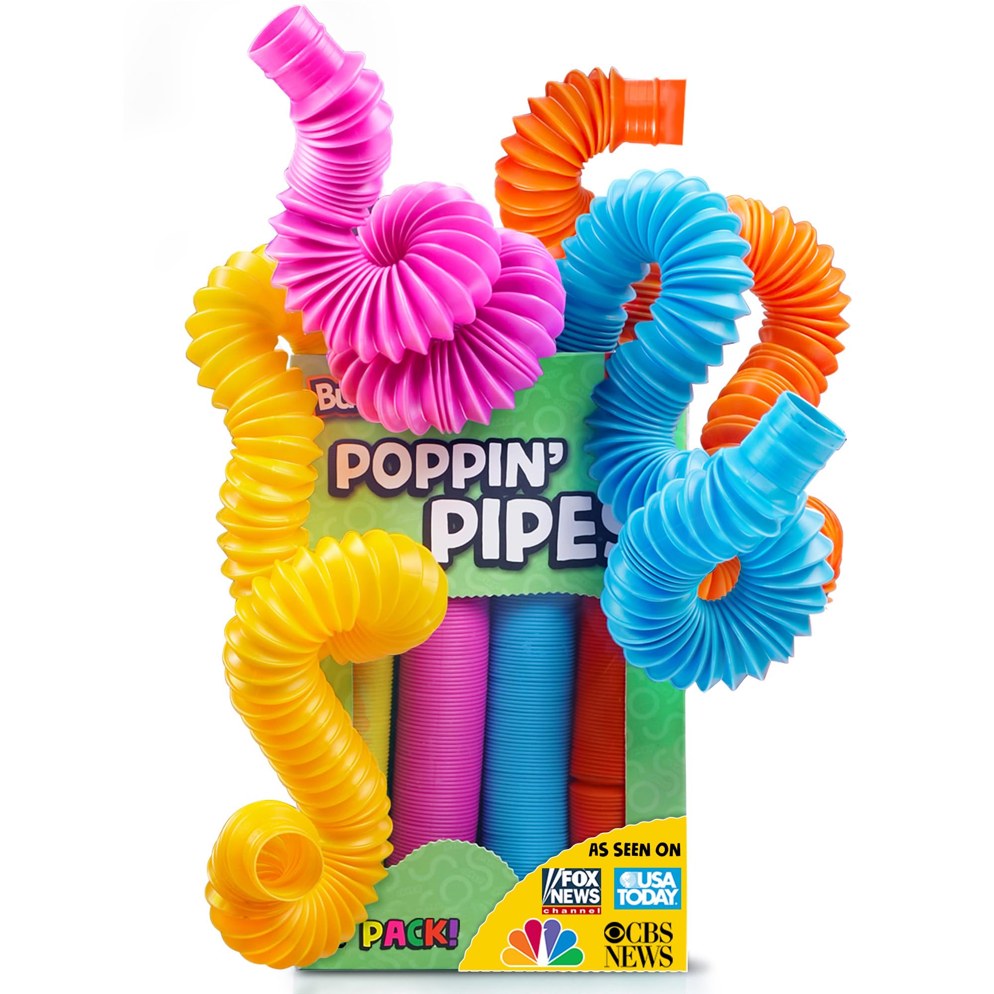 BUNMO Pop Tubes - Sensory Toys - Toddler Toys - Imaginative Play & Stimulating Creative Learning - Hours of Fun for Kids - Tons of Ways to Play - Non-Mouthable Toy 3+ - 30 Pack Large
