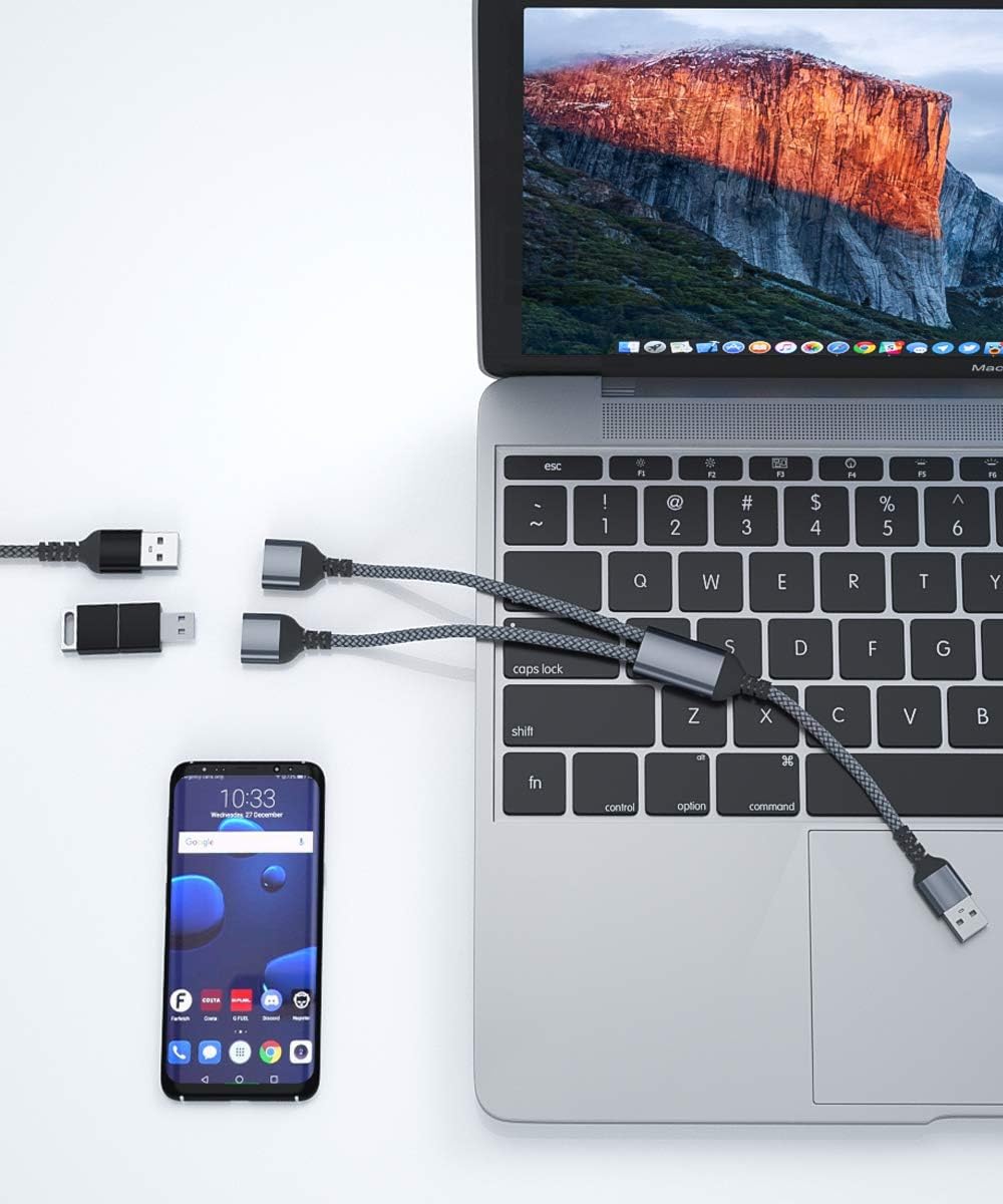 Itramax USB Splitter 1 in 2 Out 1FT 2Pack,USB Y Cable Double USB Adapter Splitter USB Male to Female Extension Cord Dual Port Extender Hub Data Power Charger Split for TV,PC,Laptop,MacBook,PS4,PS5