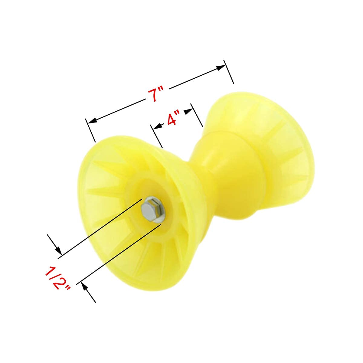 4 Inch Length Yellow Bow Stop Roller 1/2" Hole Size PWC