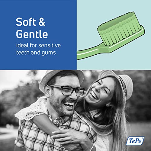 TEPE Good Soft-Bristle Toothbrush for Adults and Teens, Pack of 3, Regular