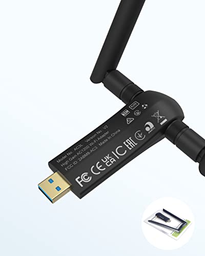 BrosTrend Linux WiFi Adapter for Ubuntu, Mint, Kali, Debian, Lubuntu, Xubuntu, Mate, Zorin, PureOS, Raspberry Pi 2+, Windows 11, 1200Mbps, 5GHz/2.4GHz, Long Range 2X5dBi Antennas, USB3.0