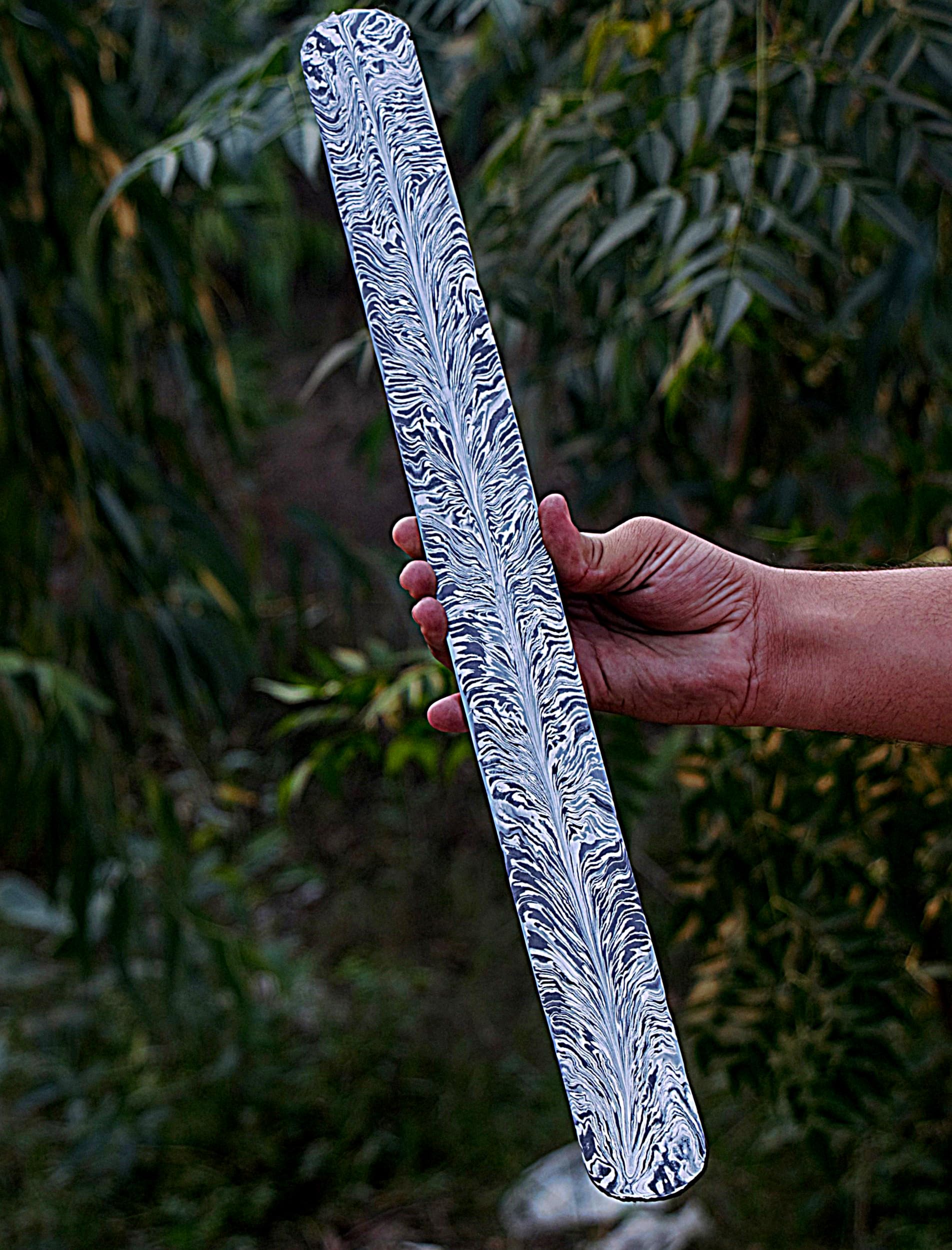 JNR Traders Feather Damascus Billet - Knife Making Supplies - Damascus Bar Stock 20 Inches 3783