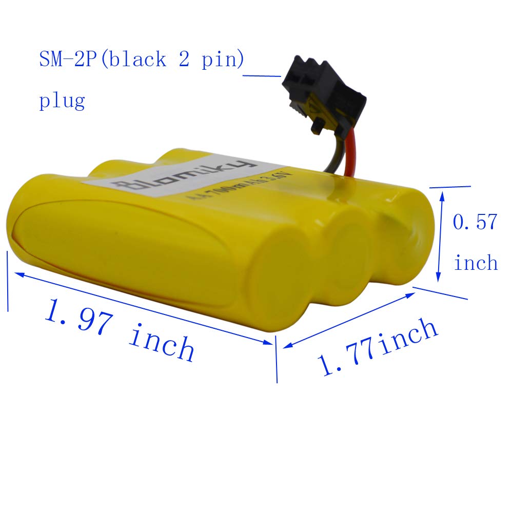 Blomiky 2 Pack 3.6V 700mAh AA Nicd Rechargeable Battery Pack with SM-2P 2 Pin Plug and USB Charger Cable for SY-E571 RC Excavator RC Cars 3.6V Battery and USB 2