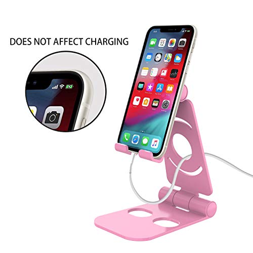 MUNSKT Adjustable Phone Stand, Tablet Stand, Cell Phone Stand, Desktop Phone Holder Cradle Dock Compatible with iPhone Xs Xs Max Xr X 8 7 6 6s Plus, iPad, Tablets. (Black + Pink + Blue 3pack)