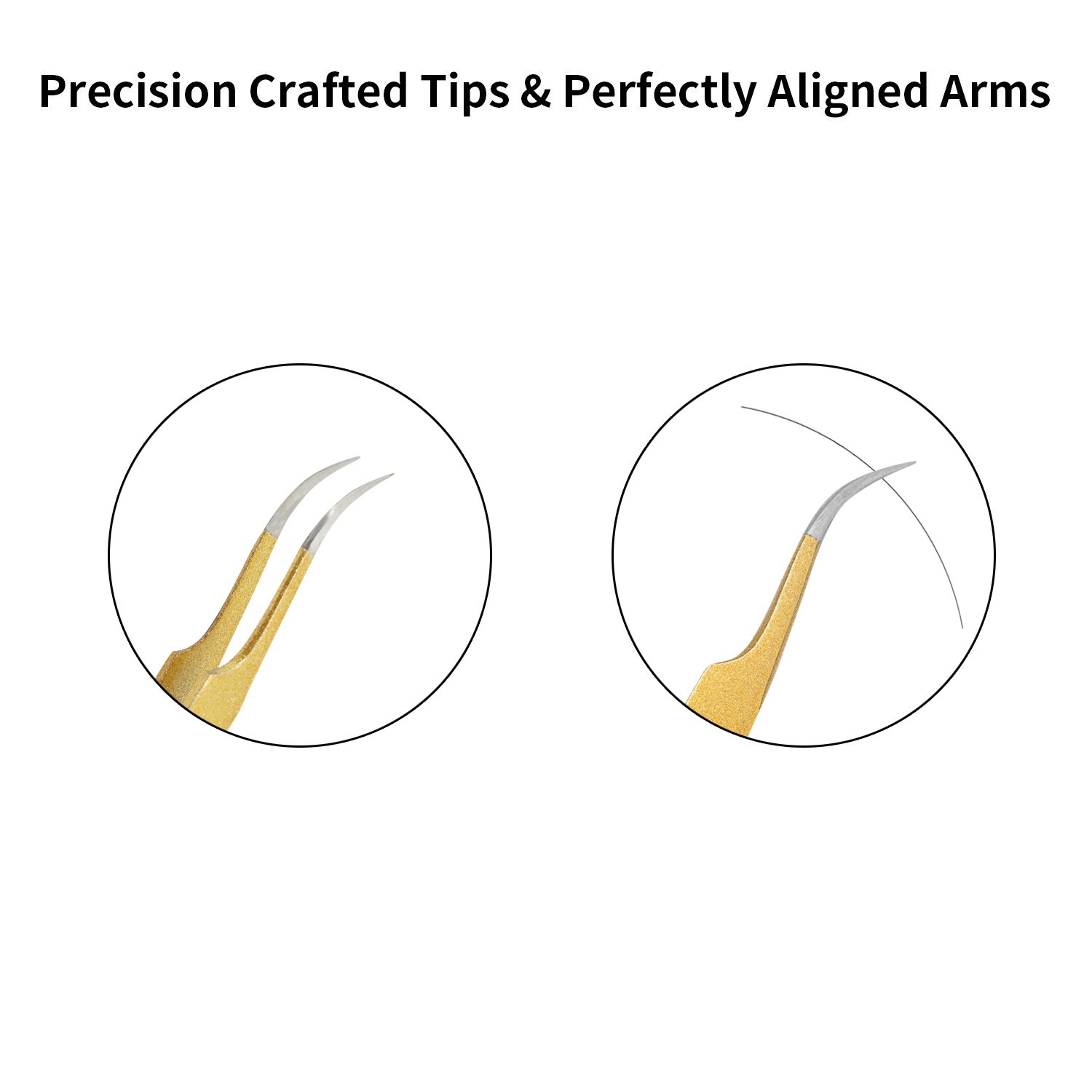 Tweezers for Eyelash Extension Hand Crafted Surgical Stainless Steel Metallic Gold Powder Coated (Curved Tip)