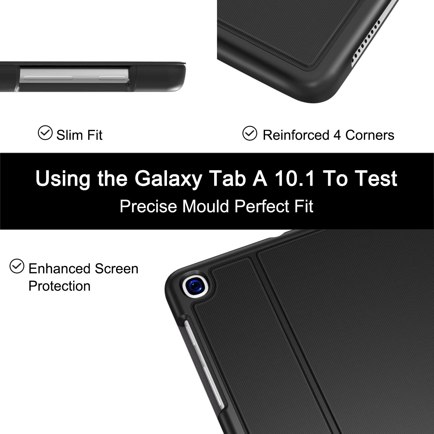 Soke Galaxy Tab A 10.1 Case 2019, Premium Shock Proof Stand Folio Case, Multi- Viewing Angles, Soft TPU Back Cover for Samsung Galaxy Tab A 10.1 inch Tablet [SM-T510/T515/T517],Black