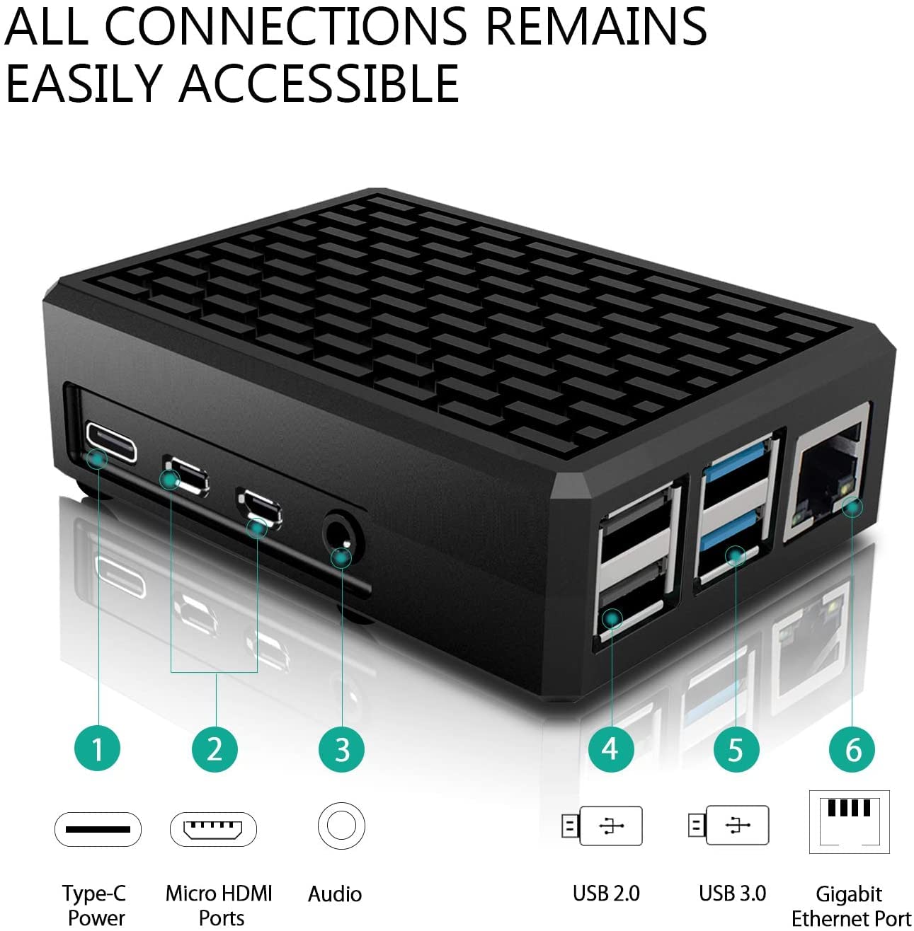 Raspberry Pi 4 Case, Miuzei Aluminiun Raspberry Pi Case Passive Cooling with Heatsink Cooler for Pi 4 Model B 8GB/4GB/2GB
