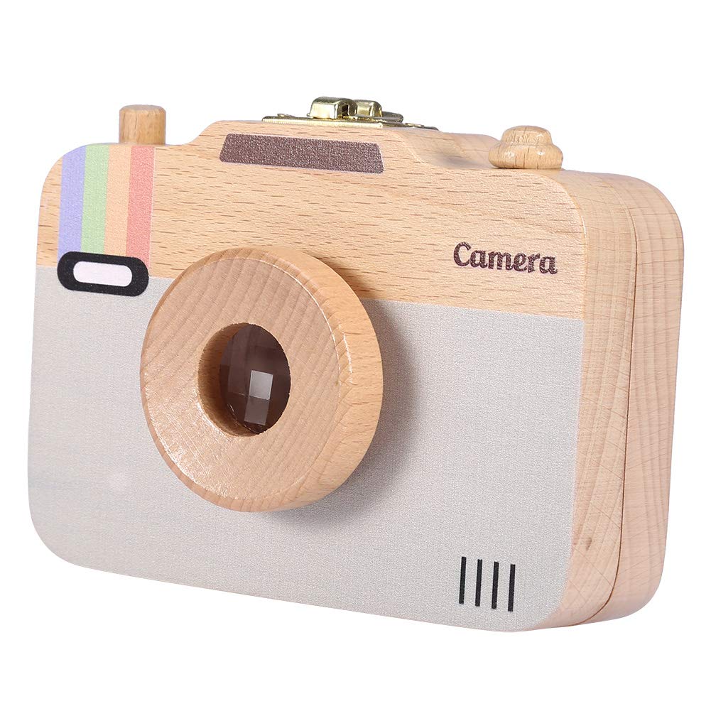 Yunnyp Wooden Simulation Camera Toy Tooth Storage Box,Baby Milk Teeth Hair Holders Preservation Box Collection Gift