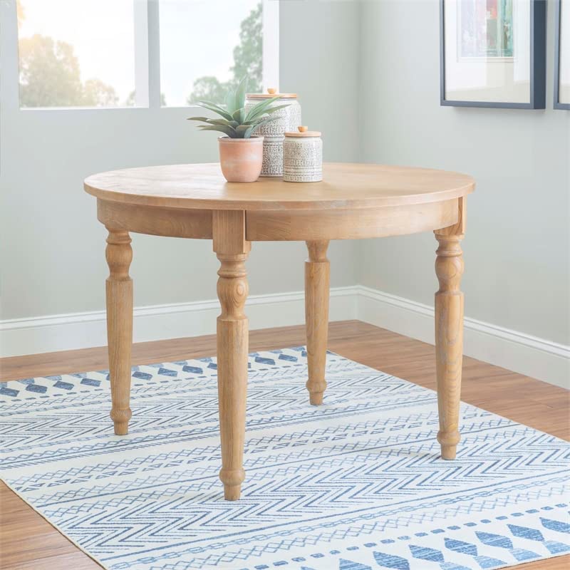 Linon Avalon Wood Round Dining Table in Light Brown