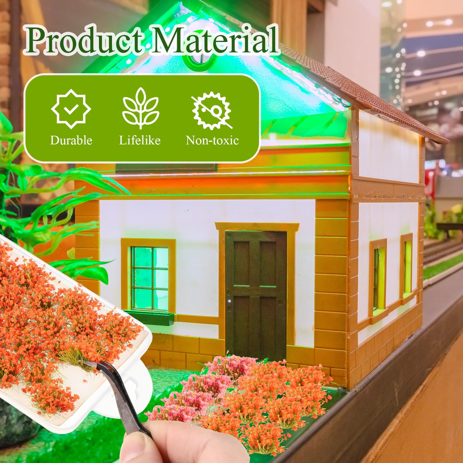 288 Pcs Static Grass Tuft Flower Cluster Vegetation Groups Self Adhesive Artificial Model Grass Tufts DIY Miniature Colorful Flower Cluster for Terrain Railway Scenery Table Landscape (Spring Style)