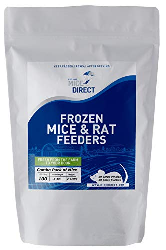 MiceDirect Frozen Mice Combo Pack of 100 Pinkies & Small Fuzzies Feeder Mice – 50 Pinkies & 50 Small Fuzzies - Food for Corn Snakes, Ball Pythons, & Pet Reptiles - Snake Feed Supplies