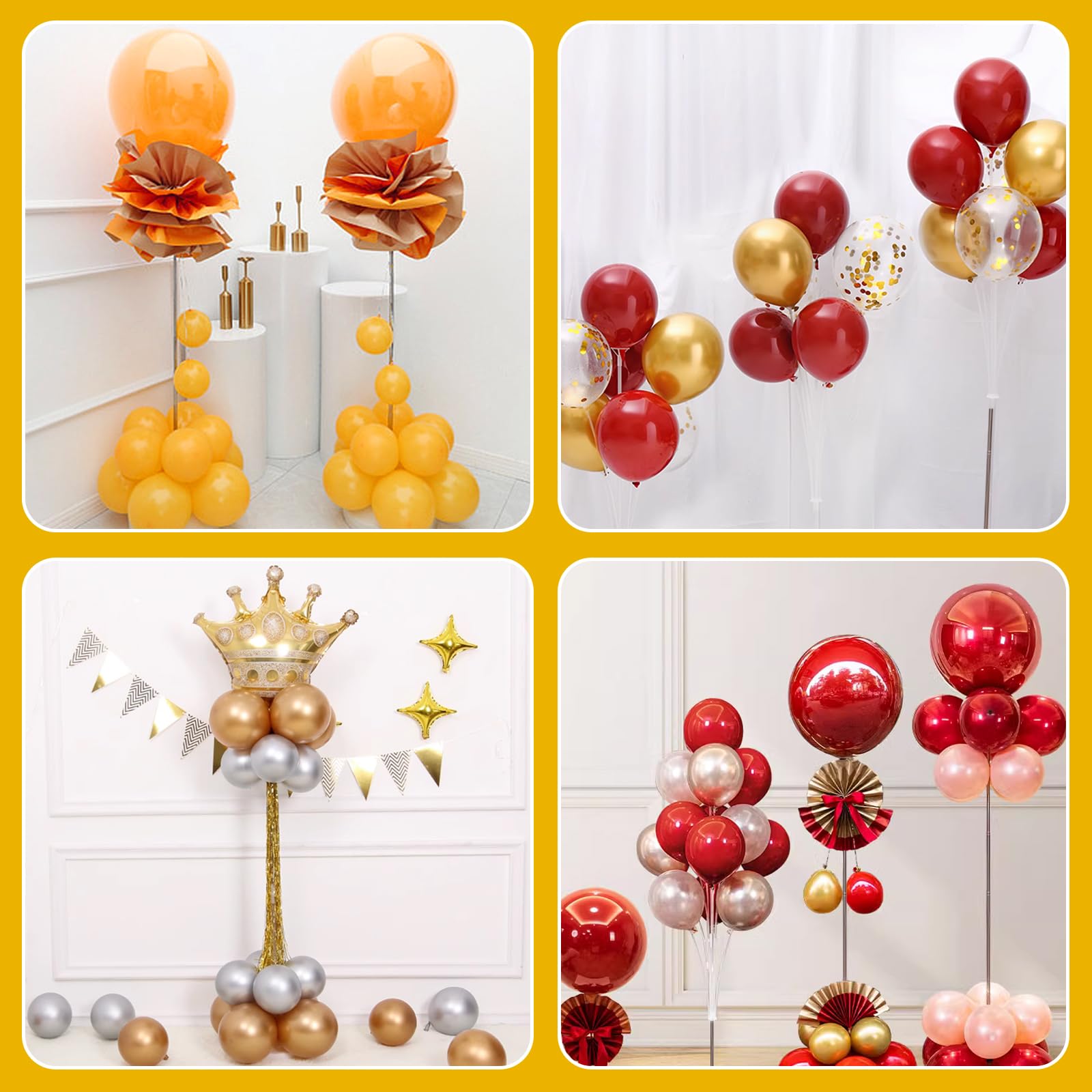 Balloon Column Stand Set of 2, 7ft Adjustable Balloon Stand kit with Base Telescopic for Floor Baby Shower Wedding Birthday Graduation Halloween Party Decorations