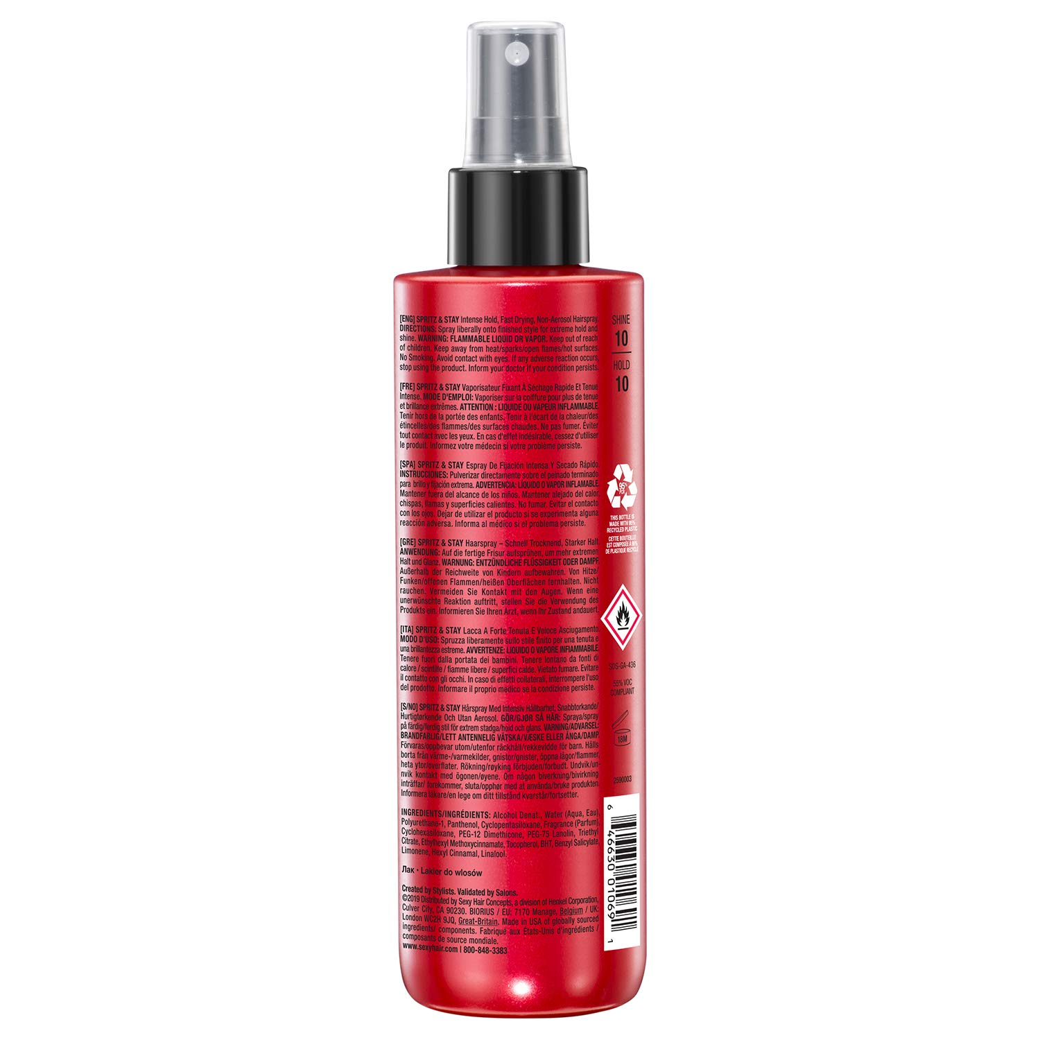 SexyHair Big Spritz & Stay Intense Hold Non-Aerosol Hairspray, 8.5 Oz, Max Hold and Shine, Fast Drying, All Hair Types