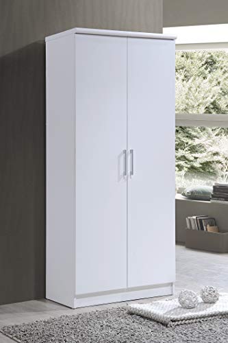 HODEDAH IMPORT Hodedah 2-Door Armoire with 4-Shelves Wardrobe, 17"D x 31.5"W x 73"H, White