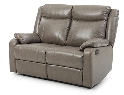 Glory Furniture Double Reclining Love Seat, Gray Faux Leather