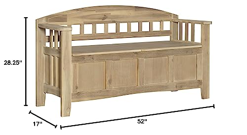 Linon Natural Washed Storage Frankie Bench, Seat Height of 18"