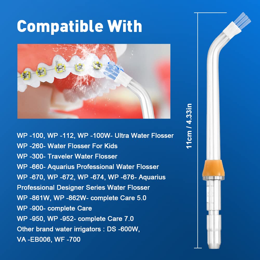 Abnaok Replacement Tips for Waterpik Water Flosser Classic Jet Tips and Other Oral Irrigators(6 Plaque Seeker Tips)