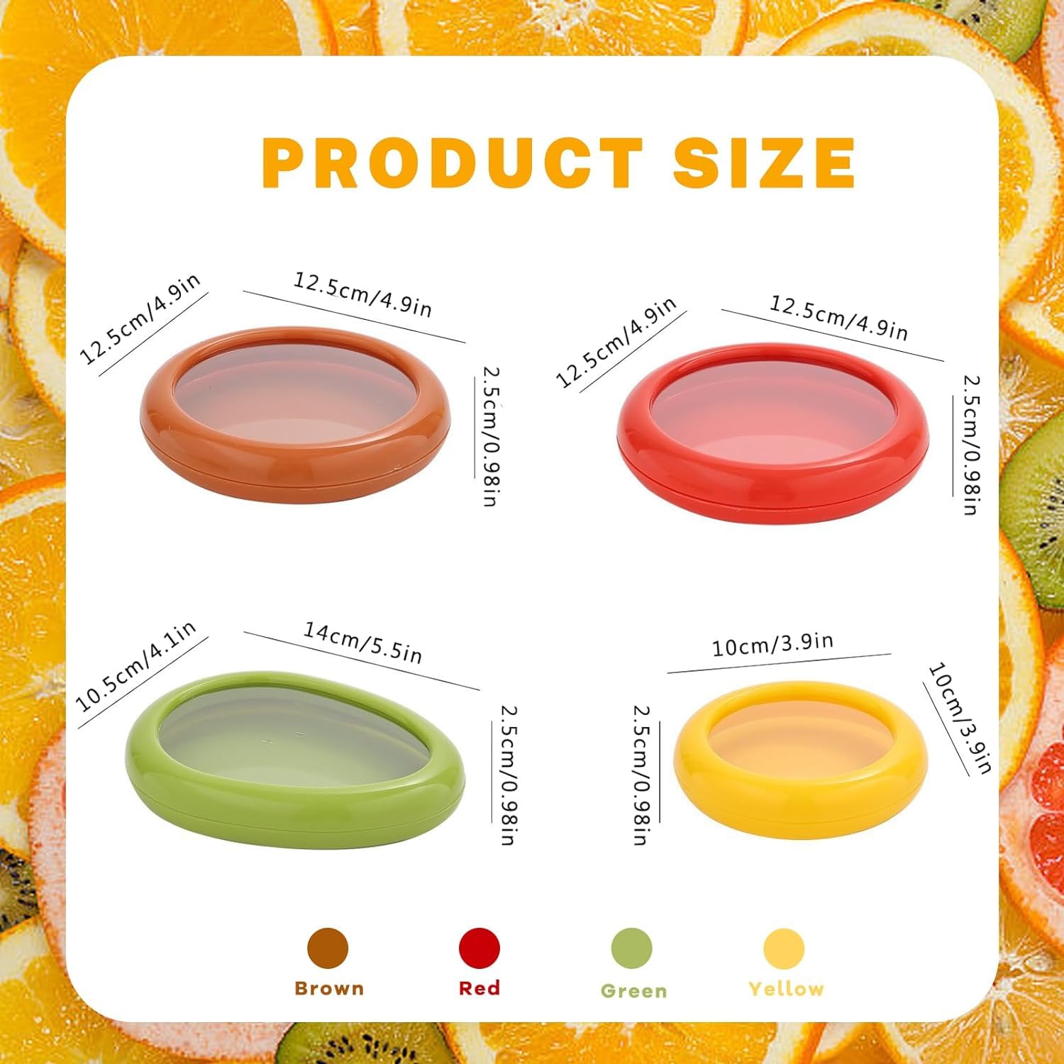 4 Pcs Vegetable and Fruit Storage Containers for Fridge, Refrigerator Vegetable Crisper Makes Food Stays Fresh Longer, BPA Free & Reusable, Ideal Avocado Lemon Tomato and Onion Keeper/Saver/Holder (A)