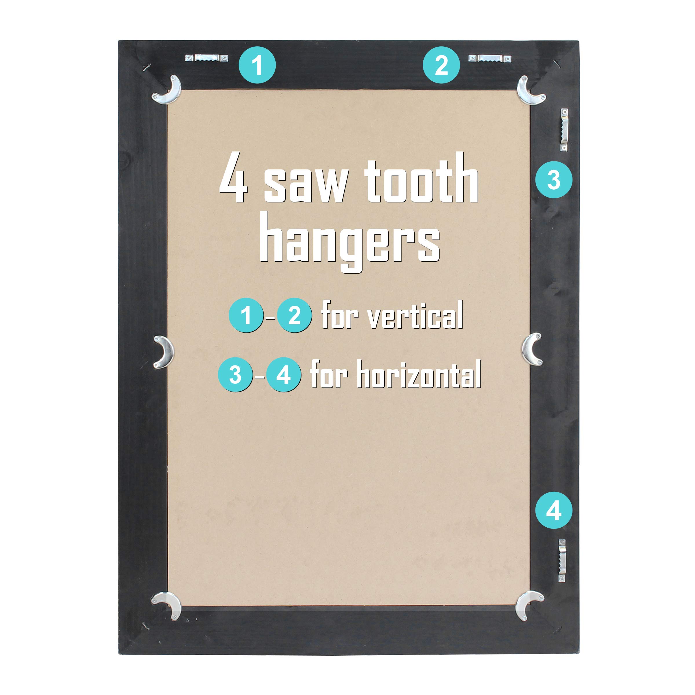 Stonebriar 24" x 18" Rectangle Black Wood Frame Wall Mirror with Attached Hanging Brackets, Decorative Country Rustic Decor for The Living Room, Bedroom, Bathroom, Hallway, and Entryway