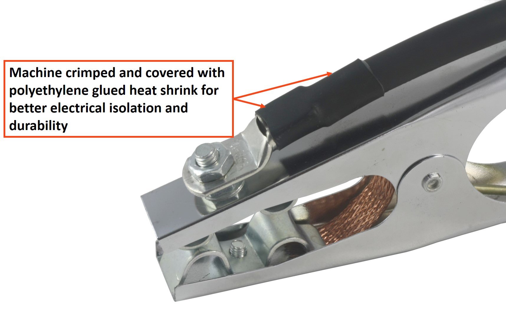 300 Amp Welding Ground Clamp Lead Assembly - Terminal Lug Connector - #1 AWG cable (15 FEET)
