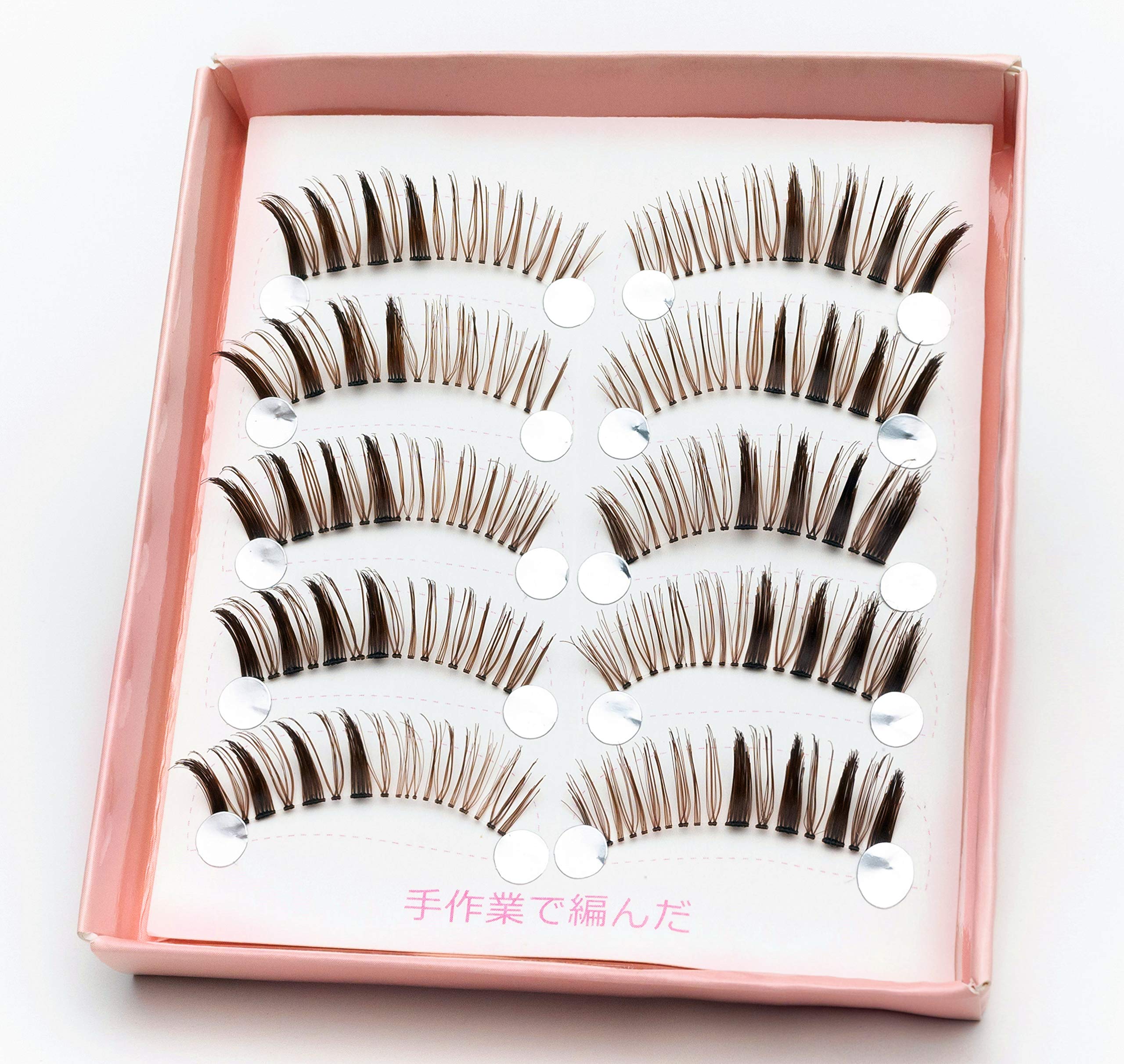 Dorisue Natural false eyelashes Brown Eyelashes 3D Light Color False Eyelashes Short Handmade lashes wispies Natural False Eyelashes Eye Makeup Fake Eyelashes 5 Pairs eyelashes pack