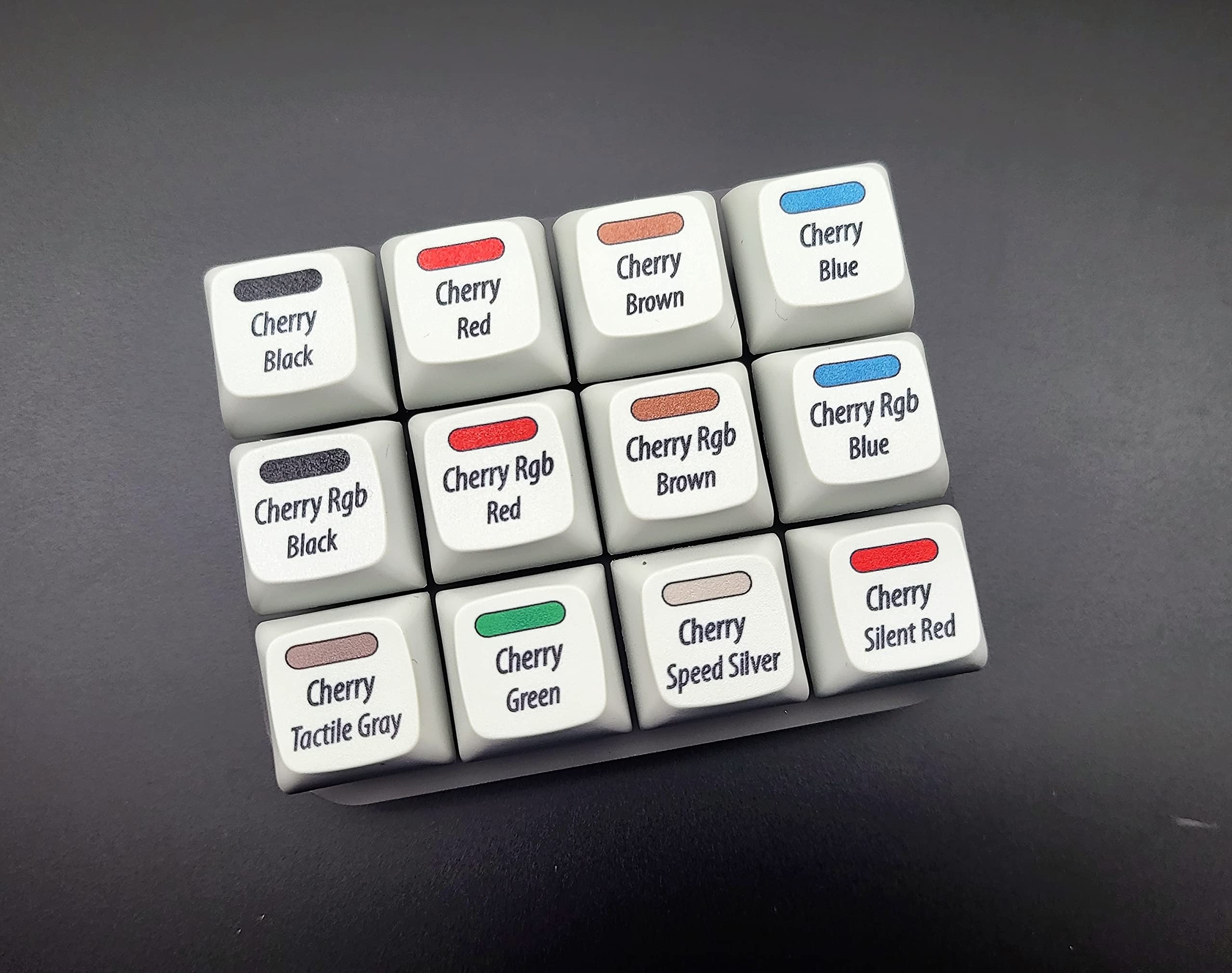 Max keyboard Cherry MX Switch Tester Switch Sampler Mechanical Keyboards 12-Key Switch Testing Tool (Printed PBT Keycaps with Cherry MX keyswtich Color Included)
