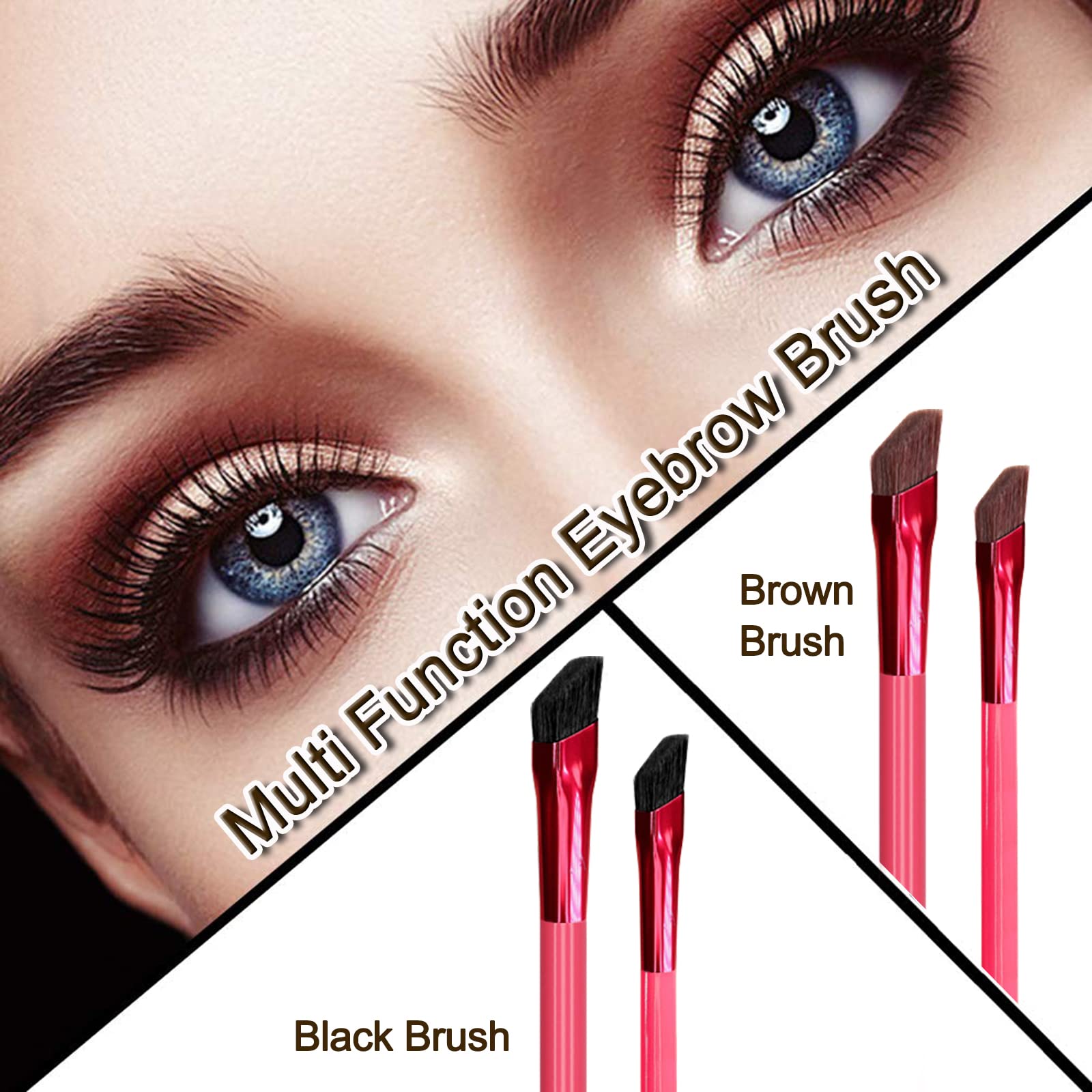 4Pcs 4D Hair Stroke Brow Stamp Brush,Multi Function Eyebrow Brush,square eyebrow makeup brush,Professional Eyebrow Brush,Be Applicable to Filling Eyebrows and Concealer(large and Small)
