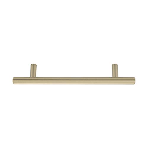 Amazon Basics Euro Bar Cabinet Handle (1/2-inch Diameter), 5.38-inch Length (3-inch Hole Center), Golden Champagne, 25-pack