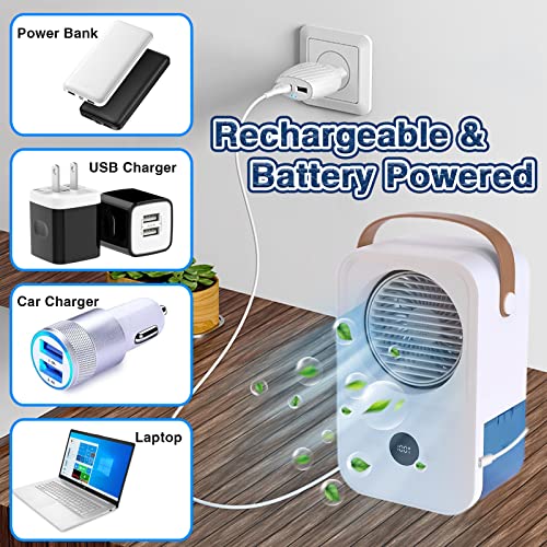clleylise Portable Personal Air Cooler - Powerful, Quiet, and Energy Efficient USB Evaporative Air Cooler Cooling Fan in 4 Speed For Bedroom, Office, Living Room & More