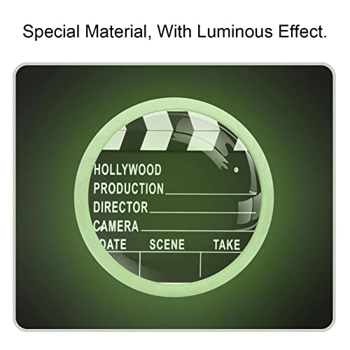 4 Pack Cabinet Knobs Movie Cinema Lapper Board Drawer Knobs Round Glass Knobs Dresser Pulls Hardware Cupboard Wardrobe Handles for Kitchen 35mm, Glowing in The Dark