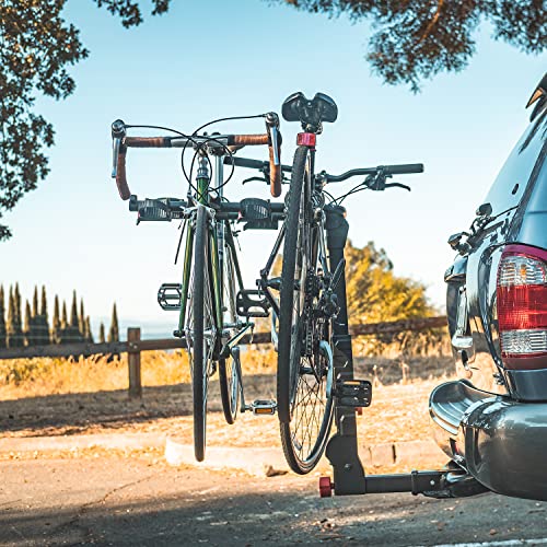 BougeRV Hitch Bike Rack Locking Feature Easy Assembly with 2'' Hitch Receiver, Foldable 4-Bike Hitch Carrier Rack for Car, Pull for Trunk Access, fit for SUV and Truck (165LB Capacity)