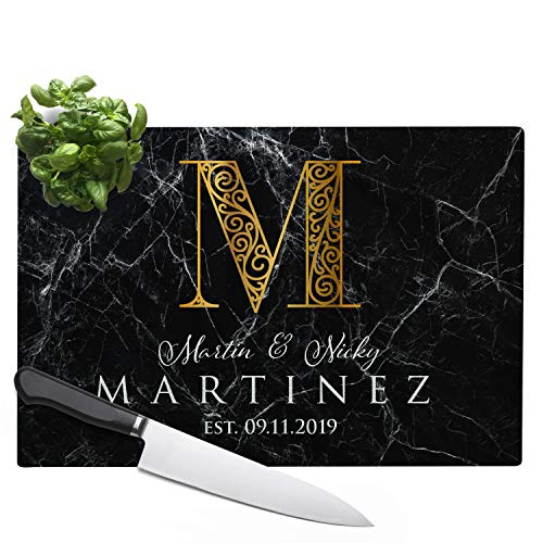 Personalized Cutting Board - 12 Designs, Glass Cutting Board - Wedding Gifts for Couples, Housewarming Gifts, Gift for Parents and Grandma, Kitchen Sign - Large Rectangle