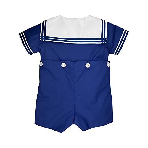 Petit Ami Baby Boys’ 2 Piece Nautical Bobby Suit with Collar, 18 Months, Navy