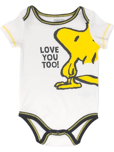 Peanuts Snoopy Newborn Baby Boys 4 Pack Short Sleeve Bodysuits Peanuts '20 3-6 Months