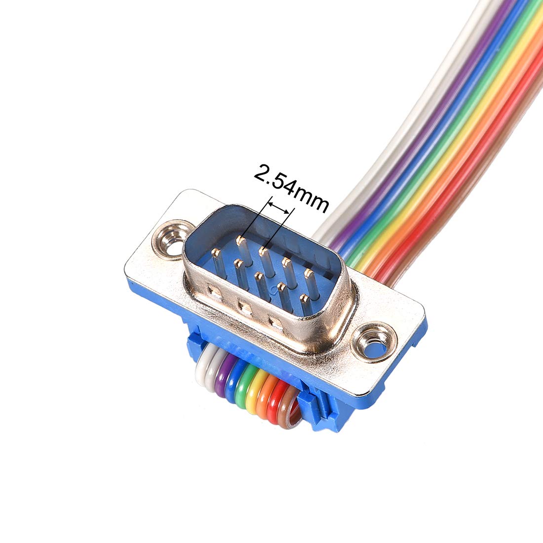 uxcell IDC Rainbow Wire Flat Ribbon Cable DB9 Male to DB9 Female Connector 2.54mm Pitch 11.8inch Length