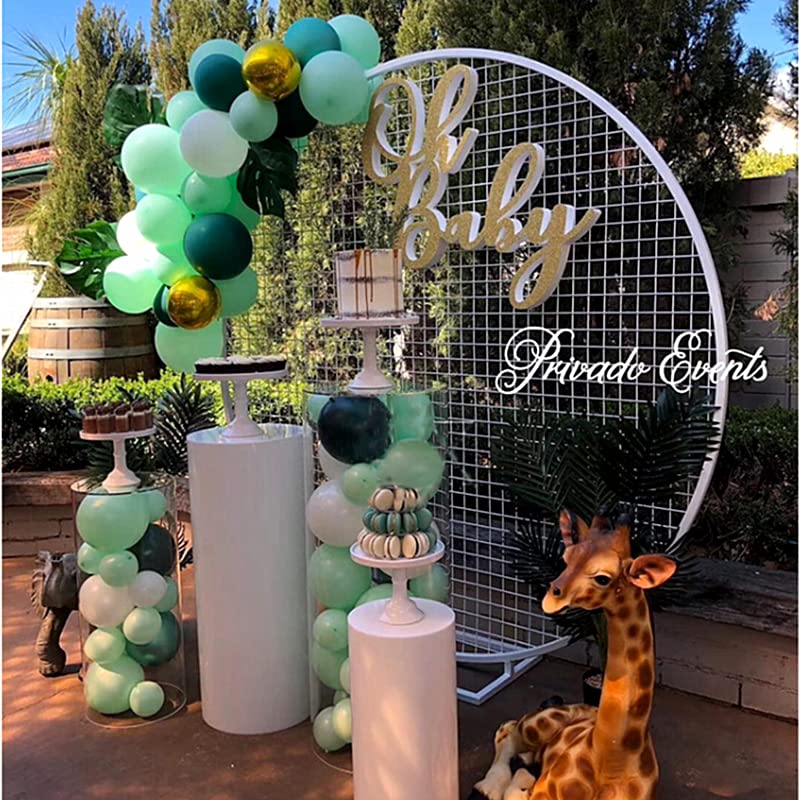 LANGXUN 5ft White Metal Round Balloon Arch kit, White Circle Mesh Arch Stand for Wedding Decorations, Birthday Party Decorations, Baby Shower Decorations, Graduation Party, Photo Backdrop Decoration