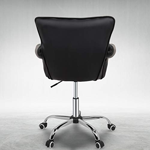 Magshion Office Desk Chair Bar Stool Beauty Nail Salon Spa Vanity Seat (PULeather Black), PU Leather