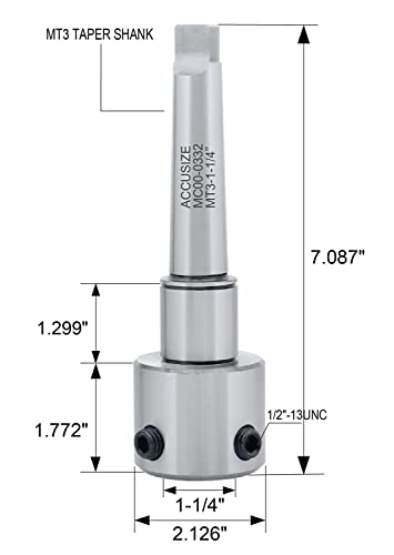 Accusize Industrial Tools Annular Cutter Arbor, Mt3 to 1-1/4'' Weldon Shank for Drill-Use Annular Cutter on Drill Press, Mc00-0332